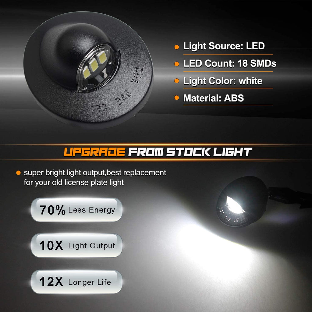 RUXIFEY LED License Plate Light with Socket Wiring Harness Plugs Compa